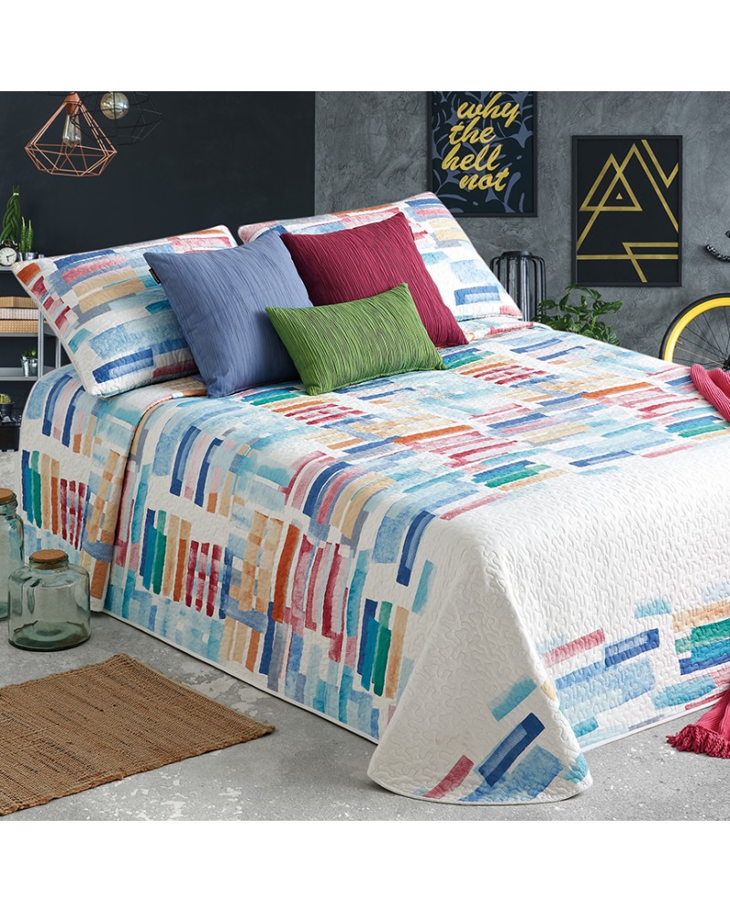 colcha bouti reversible multicolor