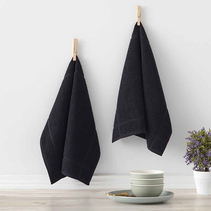 set de dos paños lisos de rizo de algodón